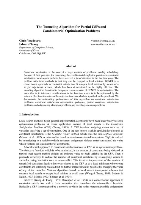 Pdf The Tunneling Algorithm For Partial Csps And Combinatorial Optimization Problems