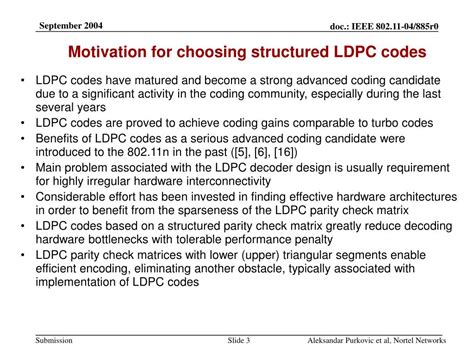 Ppt Structured Ldpc Codes As An Advanced Coding Scheme For 80211n Powerpoint Presentation