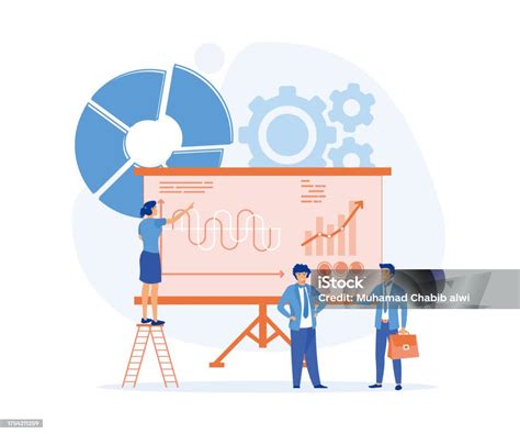 빅 데이터 과학 분석 개념 마케팅 조사 프로젝트 개발 관리 비즈니스 팀 브레인 스토밍 플랫 벡터 현대 일러스트 레이 션 개념에