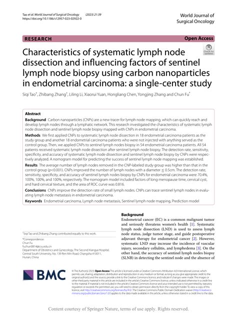 Pdf Characteristics Of Systematic Lymph Node Dissection And Influencing Factors Of Sentinel