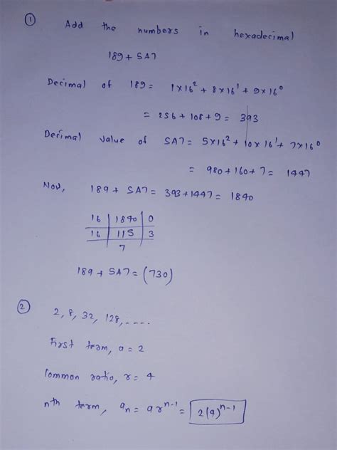 Solved Add The Following Numbers In Hexadecimal 189 5a7 What Is Course Hero