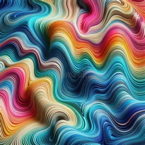 Colorful Abstract Waves Of Vibrant Hues Creating A Dynamic Flow In An Artistic Design Stock