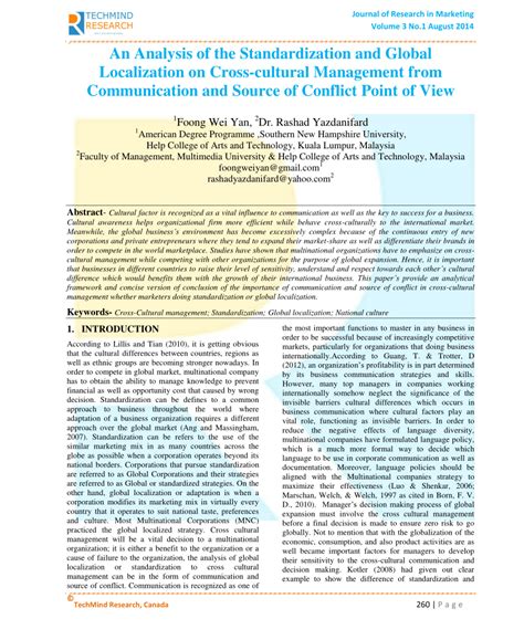 Pdf An Analysis Of The Standardization And Global Localization On Cross Cultural Management