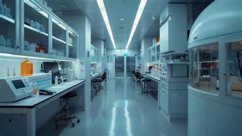 Modern Laboratory Interior With An Array Of Scientific Equipment Computer Workstations And