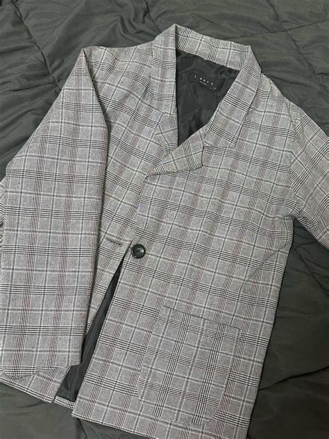 여성 그레이 체크 자켓 블레이저 자켓 정장 마이 헬로마켓