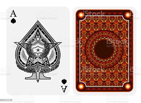 스페이드의 에이스는 소송에 현대적인 기하학적 질감으로 별과 등으로 교차 횃불과 얼굴 벡터 카드 템플릿 카드 여가활동 게임에 대한 스톡 벡터 아트 및 기타 이미지 Istock