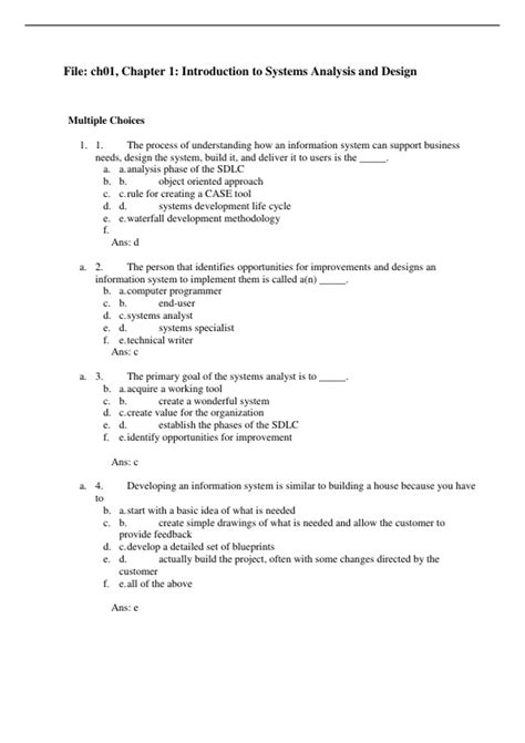 Test Bank For Systems Analysis And Design An Object Oriented Approach
