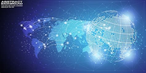 Premium Vector Digital Background With World Map Point Global Network Connection