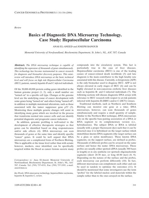 Pdf Basics Of Diagnostic Dna Microarray Technology Case Study