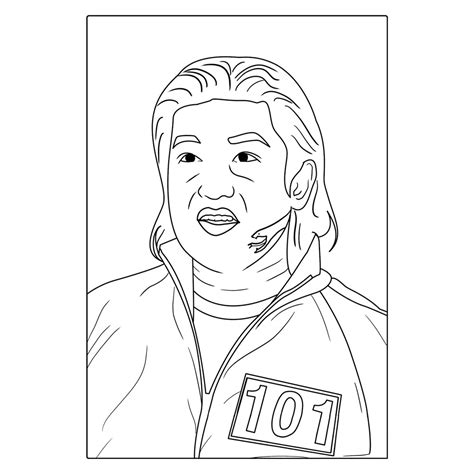 Раскраска Игрок 101 из игры в кальмара распечатать раскраски для детей