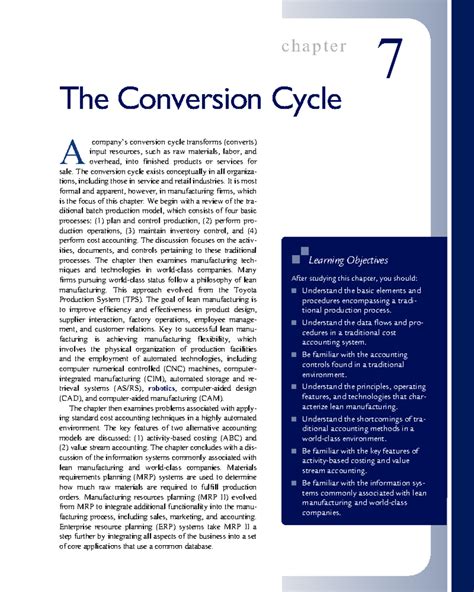 The Conversion Cycle C H A P T E R 7 The Conversion Cycle A Companys Conversion Cycle