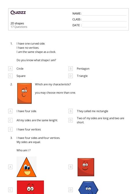 50 2d Shapes Worksheets For 1st Class On Quizizz Free And Printable