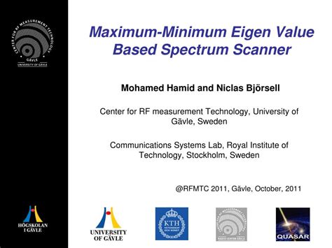 PPT Maximum Minimum Eigen Value Based Spectrum Scanner PowerPoint