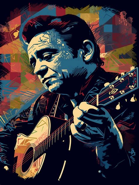 Johnny Cash Ai Generated Digital Print Trendy Abstract Portrait Music