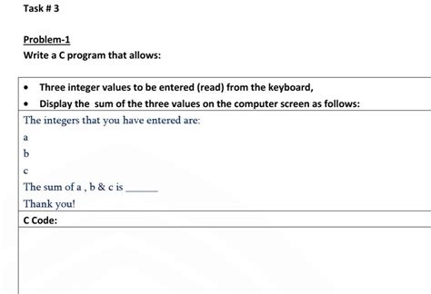 Solved Task 3 Problem 1 Write A C Program That Allows •