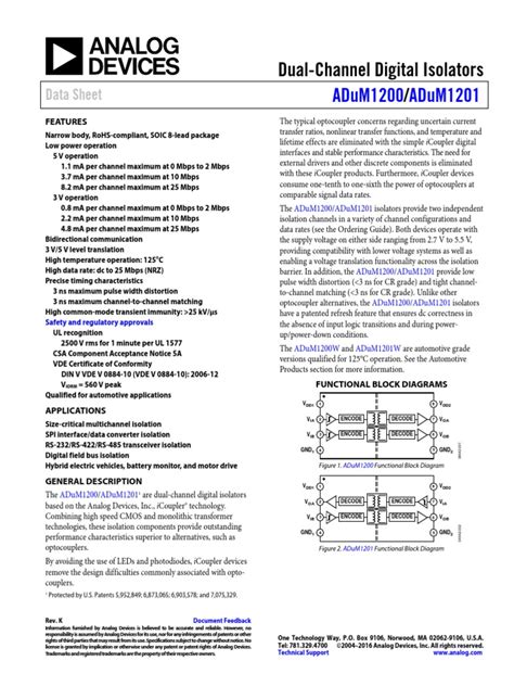 Dual-Channel Digital Isolators /: Adum1200 Adum1201 | PDF | Bit Rate ...