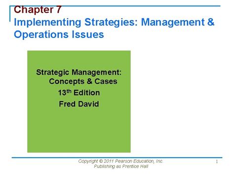 Chapter Implementing Strategies Management Operations Issues Strategic