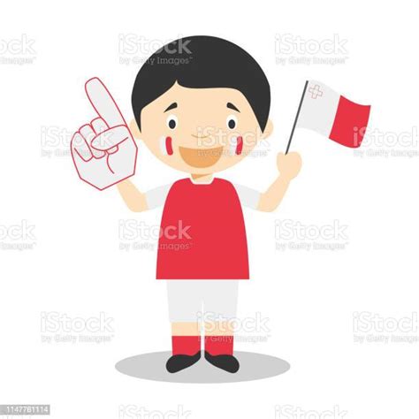 국기와 장갑 벡터 일러스트와 함께 몰타에서 국가 스포츠 팀 팬 Championship에 대한 스톡 벡터 아트 및 기타 이미지