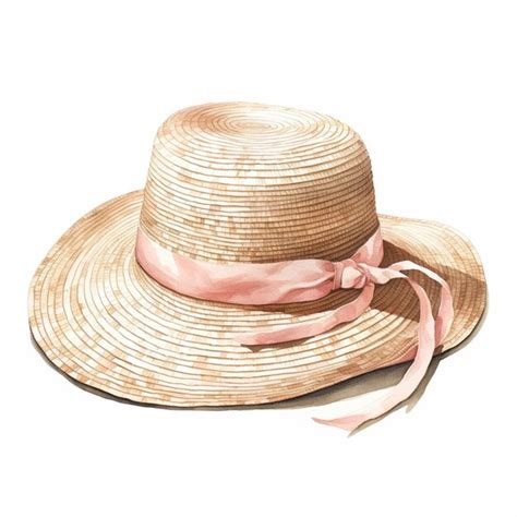 Premium Ai Image There Is A Straw Hat With A Pink Ribbon On It Generative Ai