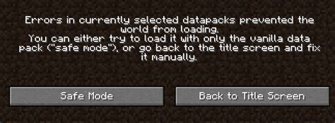 Errors In Currently Selected Datapacks Problem Rminecraft