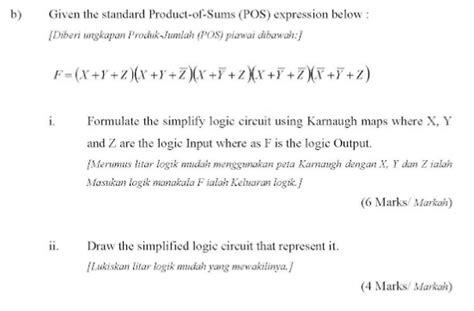 Solved B Given The Standard Product Of Sums POS Chegg Com