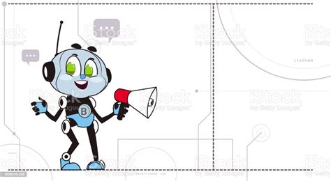 Chatbot 보류 확성기 로봇 지원 기술 귀여운 대화 Chatacter 가상 지원 개념 Brand Name Online Messaging Platform에 대한 스톡 벡터