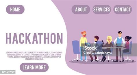 해커톤 컨셉벡터 플랫 일러스트가 있는 랜딩 페이지 템플릿 Hackathon에 대한 스톡 벡터 아트 및 기타 이미지 Hackathon 개념 개발 Istock