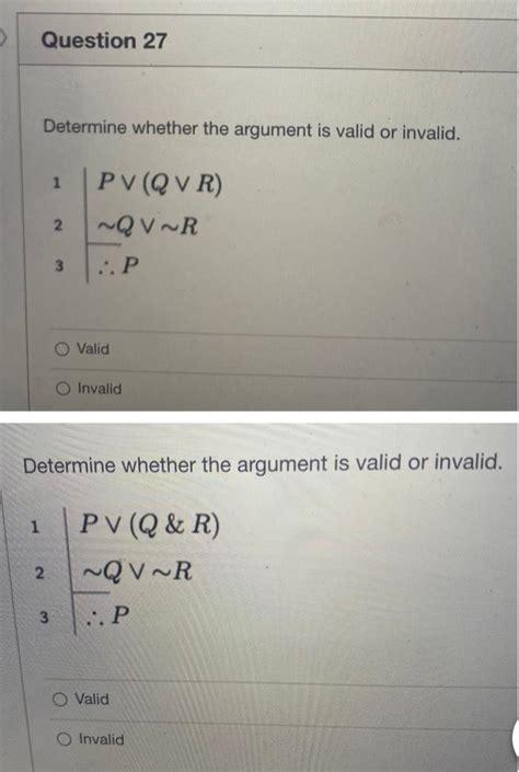 Solved Determine Whether The Argument Is Valid Or Invalid Chegg