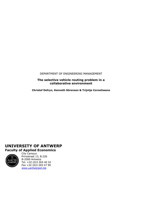 Pdf The Selective Vehicle Routing Problem In A Collaborative Environment