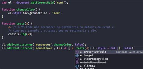 Javascript Vs Code Não Reconhece Métodos Do Objeto Event Stack Overflow Em Português