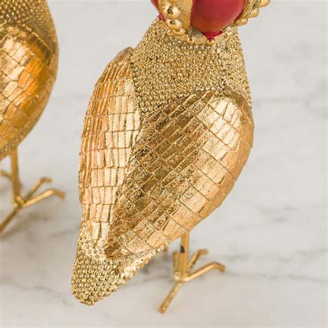 Набор из 2 х статуэток Set Of 2 Figurines Royal Bird Gold Red Home Concept