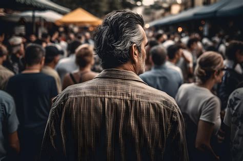 Premium Ai Image Man In The Crowd Neural Network Ai Generated