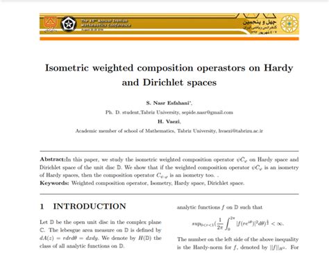 Pdf Isometric Weighted Composition Operators On Hardy Spaces