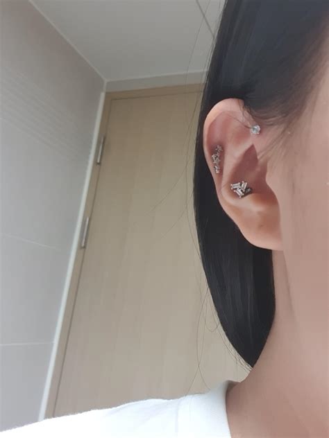 2 Days Since My Forward Helix Piercing Got It Repierced So It Hurt A
