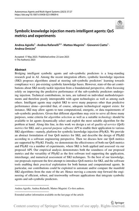 Pdf Symbolic Knowledge Injection Meets Intelligent Agents Qos