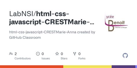 GitHub LabNSI Html Css Javascript CRESTMarie Anna Html Css Javascript CRESTMarie Anna Created