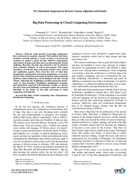 Pdf Big Data Processing In Cloud Computing Environments