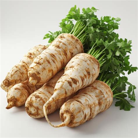 Premium Photo Illustration White Background Fresh Pile Of Parsnip Graphic