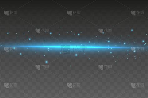 摘要蓝色激光束。透明孤立的黑色背景。矢量插图。照明的效果。泛光灯定向