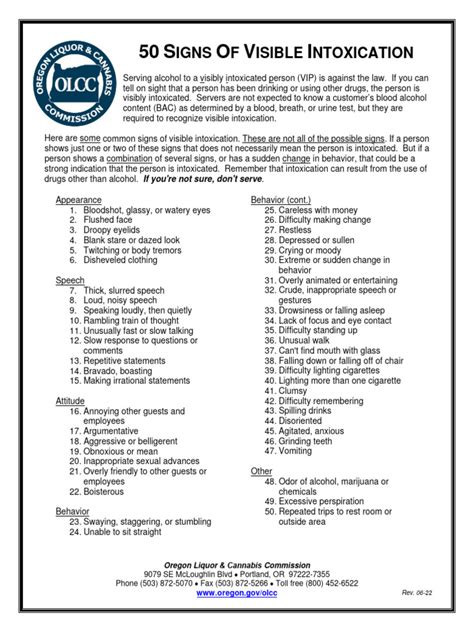 50 Signs Visible Intoxication Pdf Alcohol Intoxication Alcohol