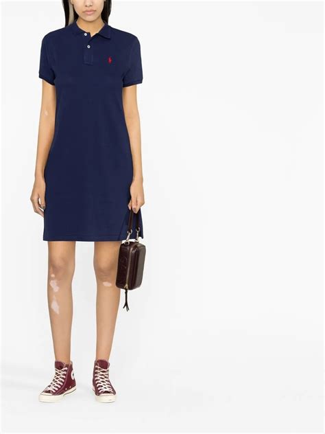 Polo Ralph Lauren Logo Embroidered Short Sleeved Polo Dress In Blue