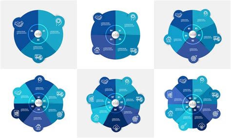 Premium Vector Set Of Infographic Circle Process Chart Vector Diagram