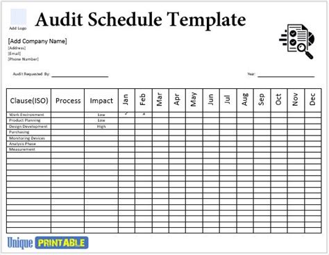10 Free Audit Schedule Templates Free Unique Printable Templates 10 Free Audit Schedule Templates Free Unique Printable Templates
