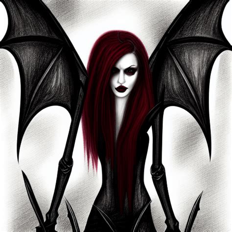 Fantasy Female Vampire Drawing Portrait In Fog With Bat · Creative Fabrica