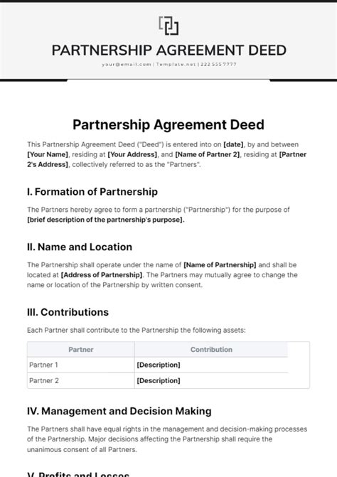 Deed Agreement Template