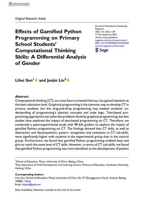 Pdf Effects Of Gamified Python Programming On Primary School Students