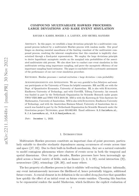 Pdf Compound Multivariate Hawkes Processes Large Deviations And Rare Event Simulation