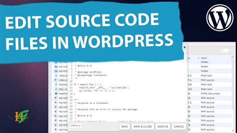 how to edit wordpress source code files tutorial youtube