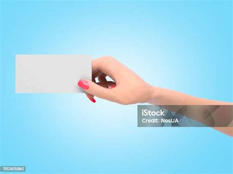 파란 그라데이션 배경에 흰색 카드 3d 렌더링을 보유 하는 여성 손 개념에 대한 스톡 사진 및 기타 이미지 개념 광고 남자 Istock