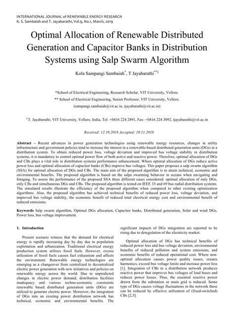 pdf optimal allocation of renewable distributed generation and capacitor banks in distribution